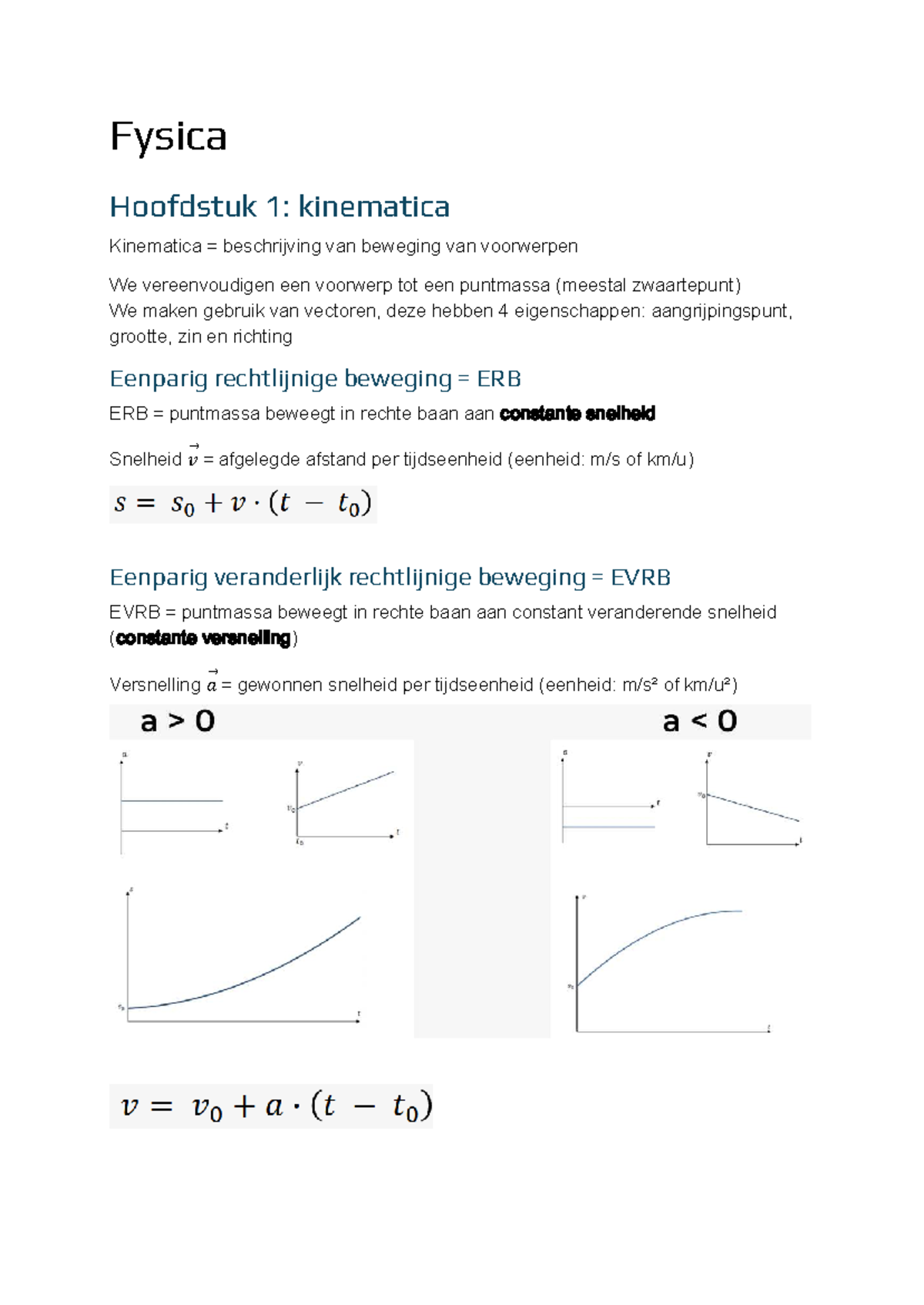 Fysica Hoofdstukken 1-4: Kinematica, Dynamica, Fluida en Optica - Studocu