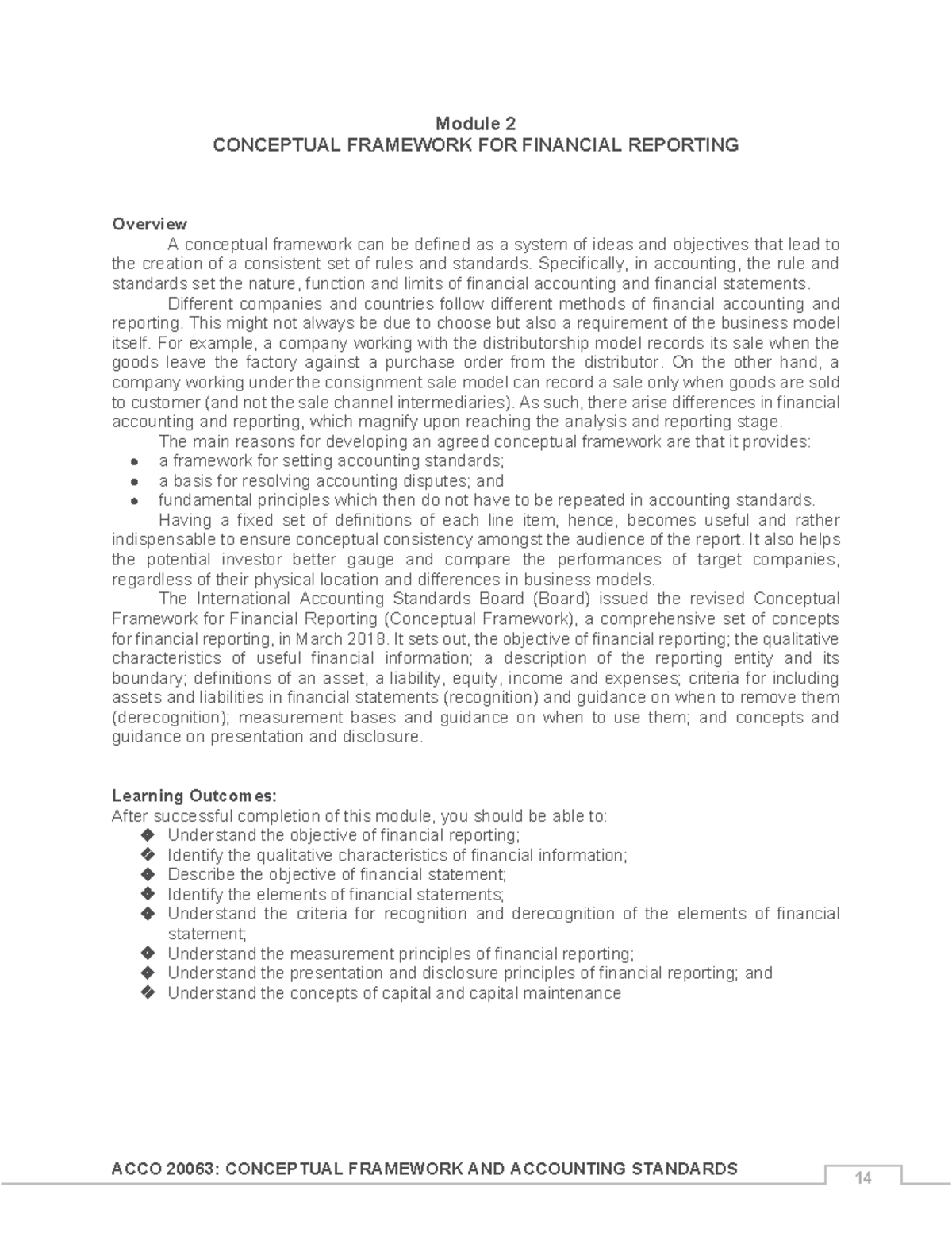 ACCO 20063: Overview of the Conceptual Framework for Financial ...