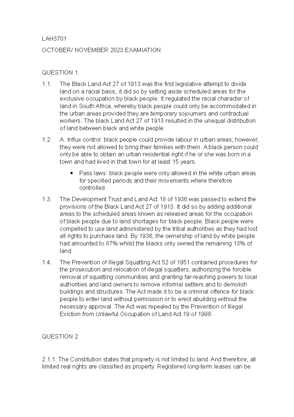 LAH3701 2023 Final Exam Notes on Land Acts and Property Rights - Studocu