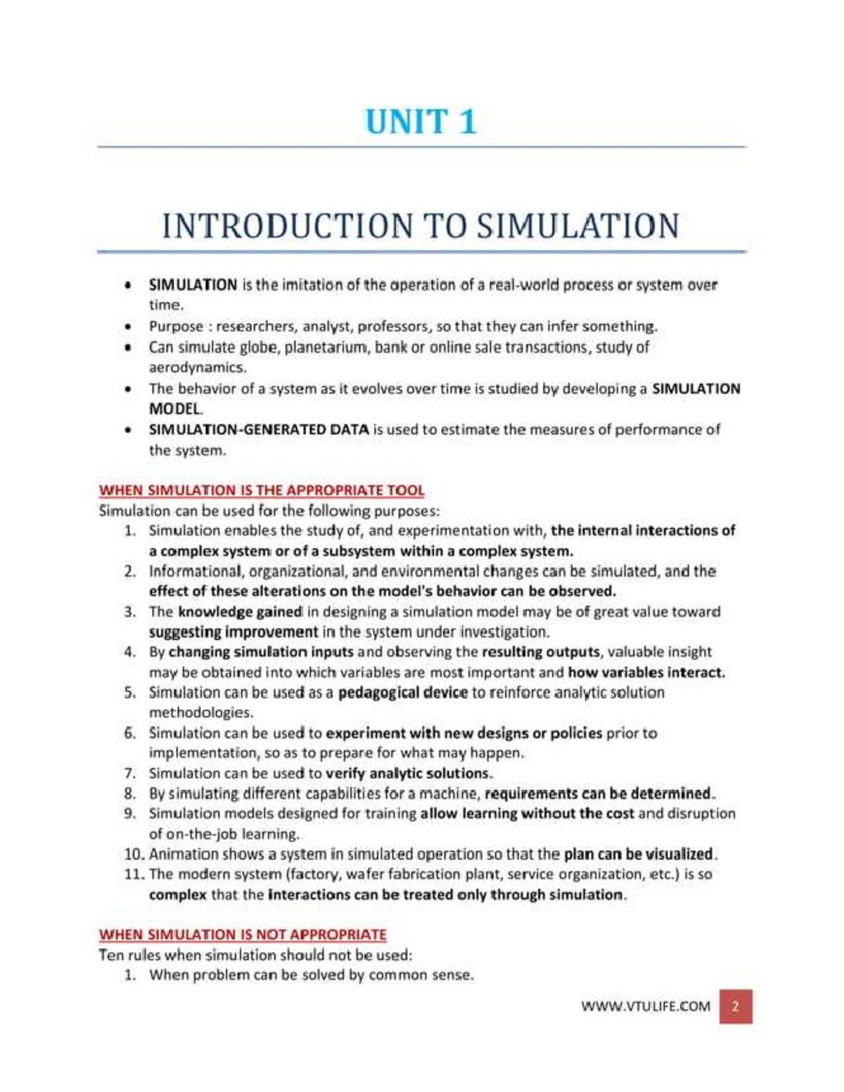 Simulation Modeling Notes: An Introduction to Simulation Concepts - Studocu