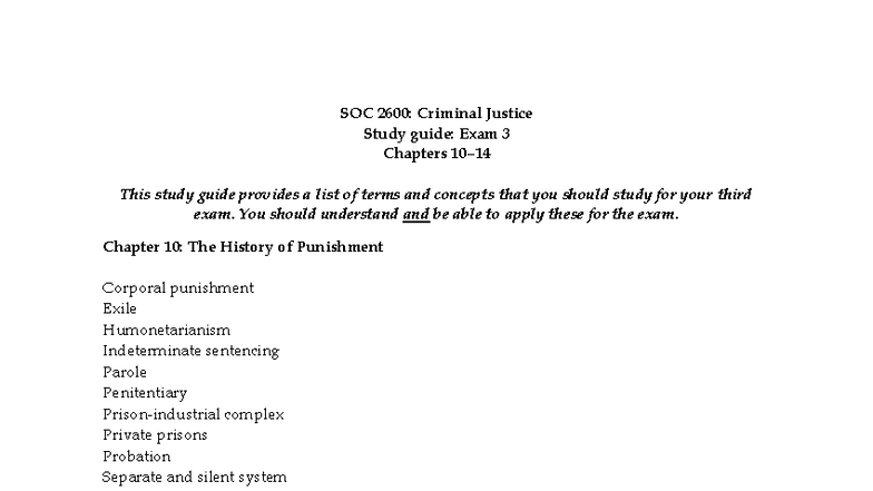 SOC 2600: Study Guide for Exam 3 - Key Concepts & Terms - Studocu