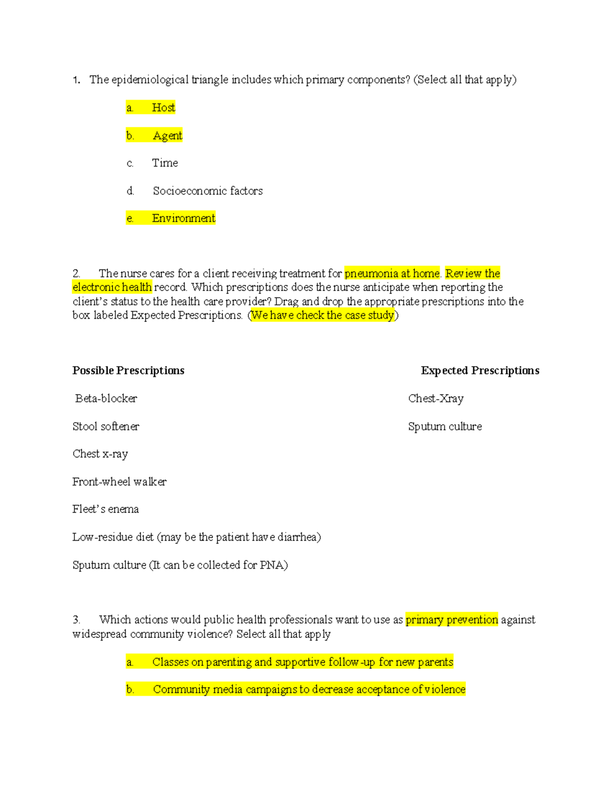 Community Health Nursing Exam 1 - Key Questions and Concepts - Studocu
