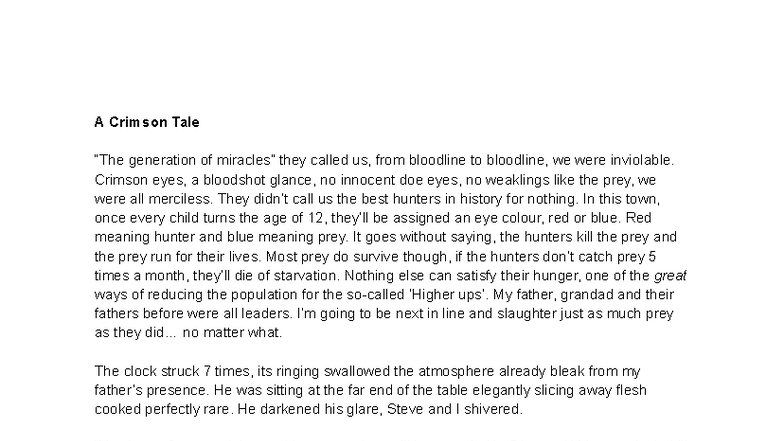 Dystopian Short Story: A Crimson Tale (ENG 101) - Studocu