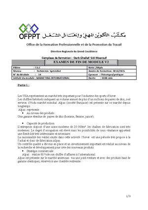 EFM Métier et formation 2024Variante 1 - Examen de fin de module Métier et Formation Année 2022 ...