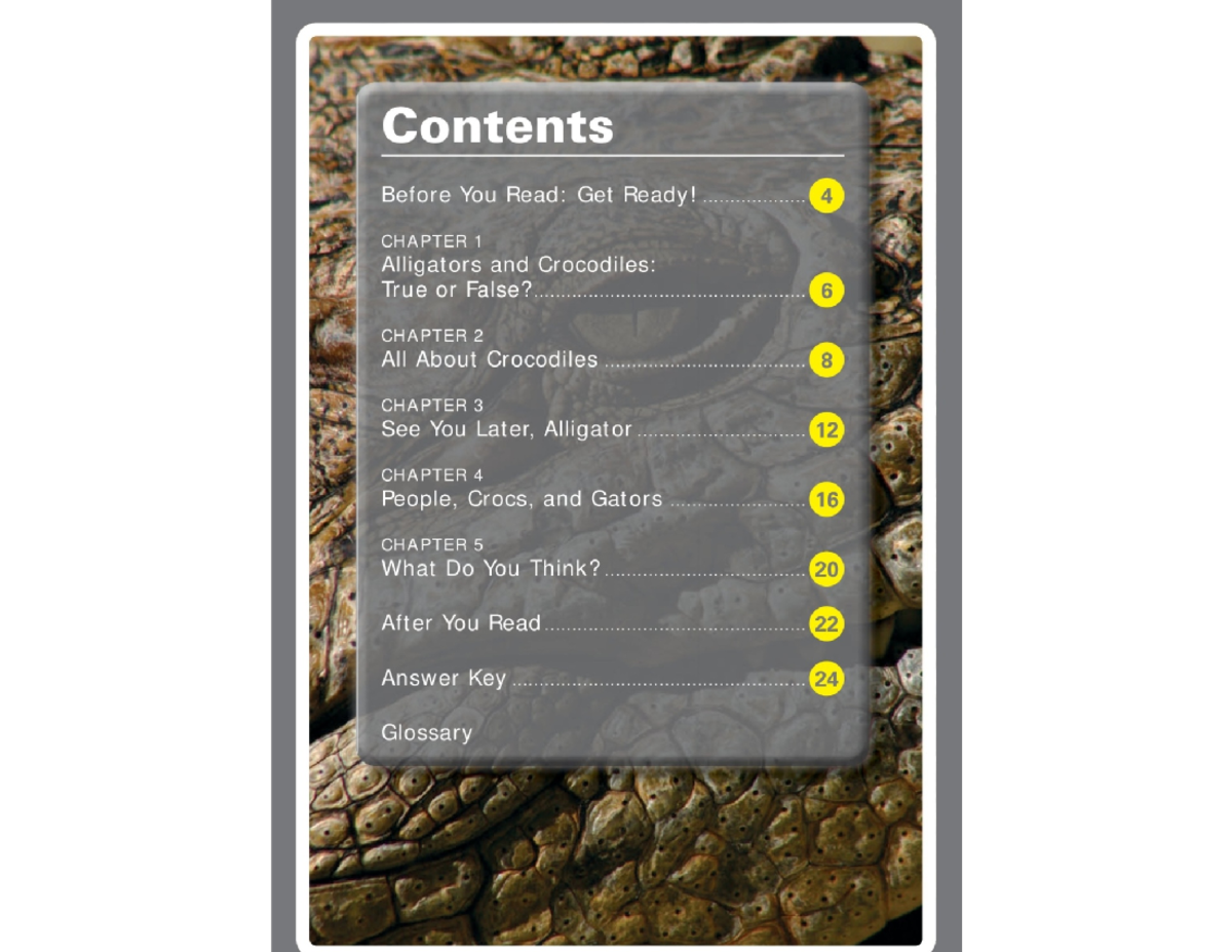 Inglés Básico: Crocs y Gators - Comprensión y Actividades - Studocu