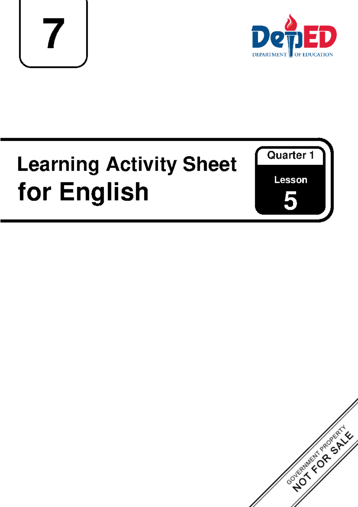 Q1 WS English 7 Lesson 5 Week 5 - Learning Activity Sheet for English 7 Quarter 1 Lesson ...