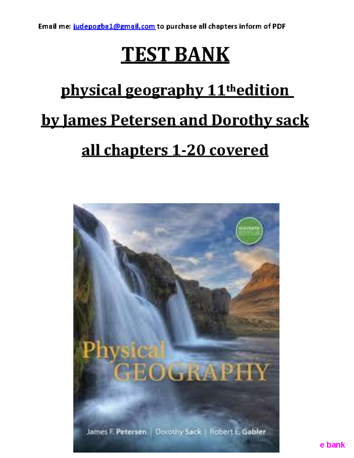 Test bank for physical_geography_11th_edition by petersen - Email me ...