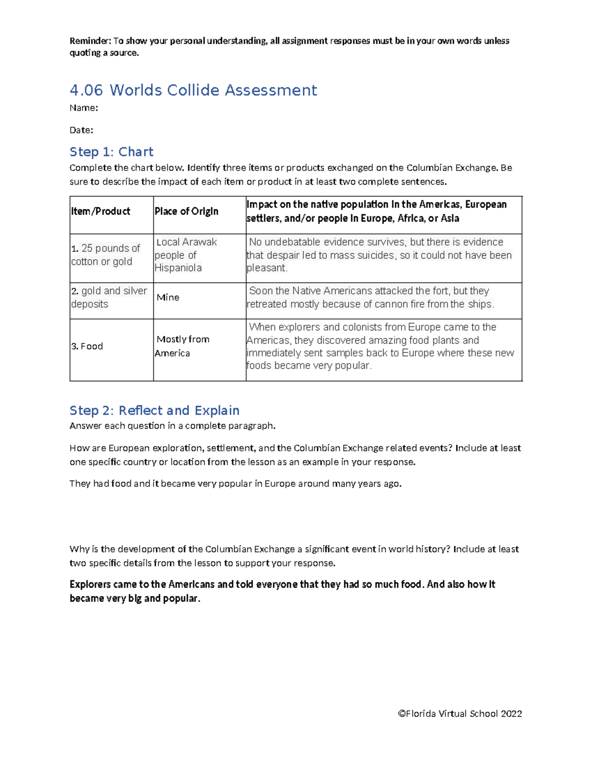 Worlds collide - Reminder: To show your personal understanding, all ...