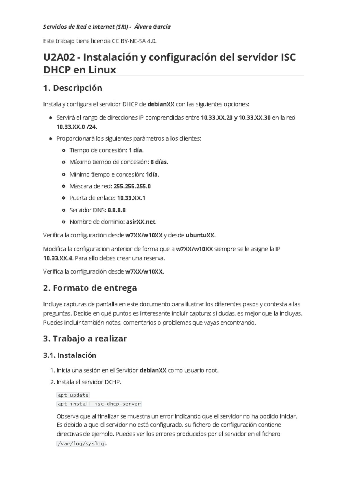 U2A02-Instalación y configuración del servidor ISC DHCP en Linux - Servicios de Red e Internet ...