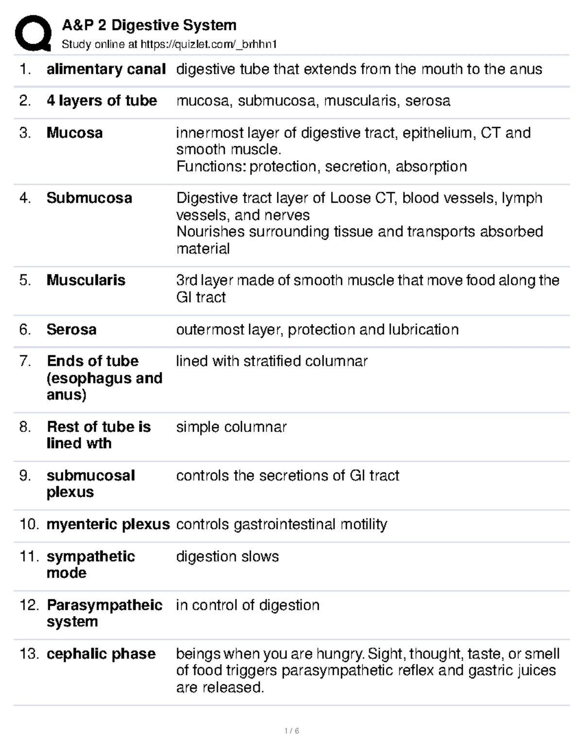 A&P Nervous System Flashcards - Study online at quizlet/_bbul sensory ...