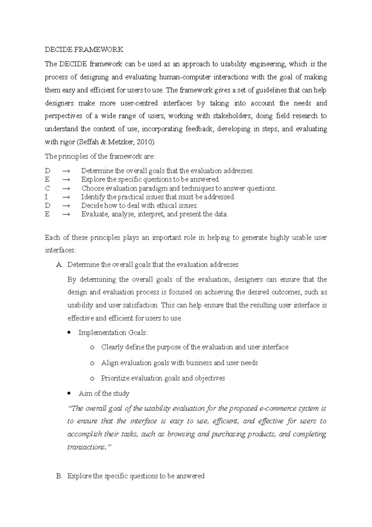 Decide Framework - DECIDE FRAMEWORK The DECIDE framework can be used as ...