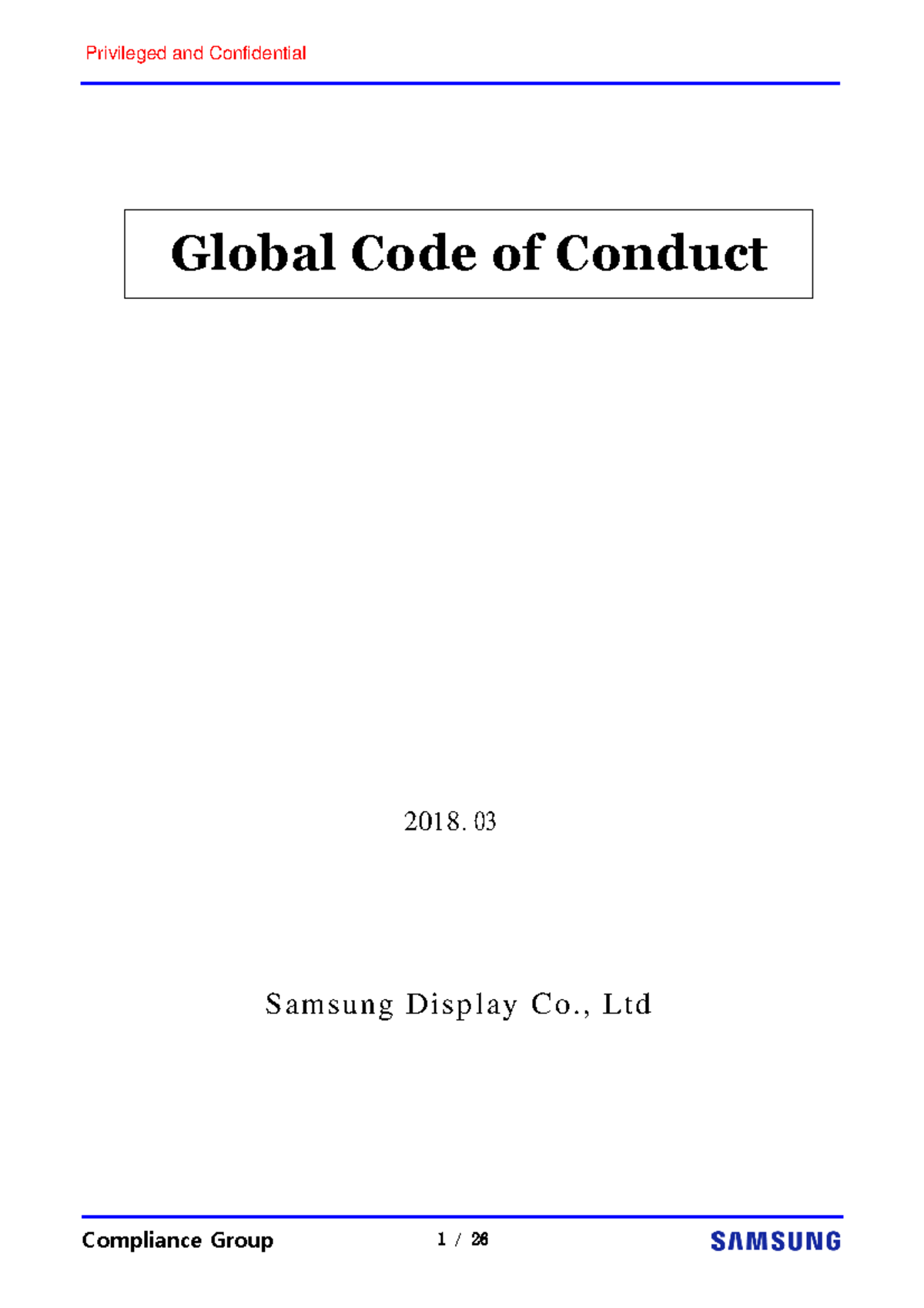 Samsung Display Global Code of Conduct: 2018 Edition - Studocu