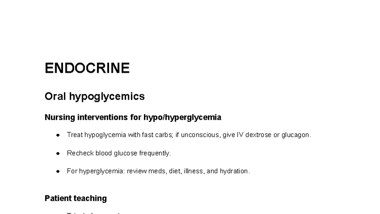Pharm 2 Exam 4 Study Guide: Endocrine & Hematologic Agents - Studocu