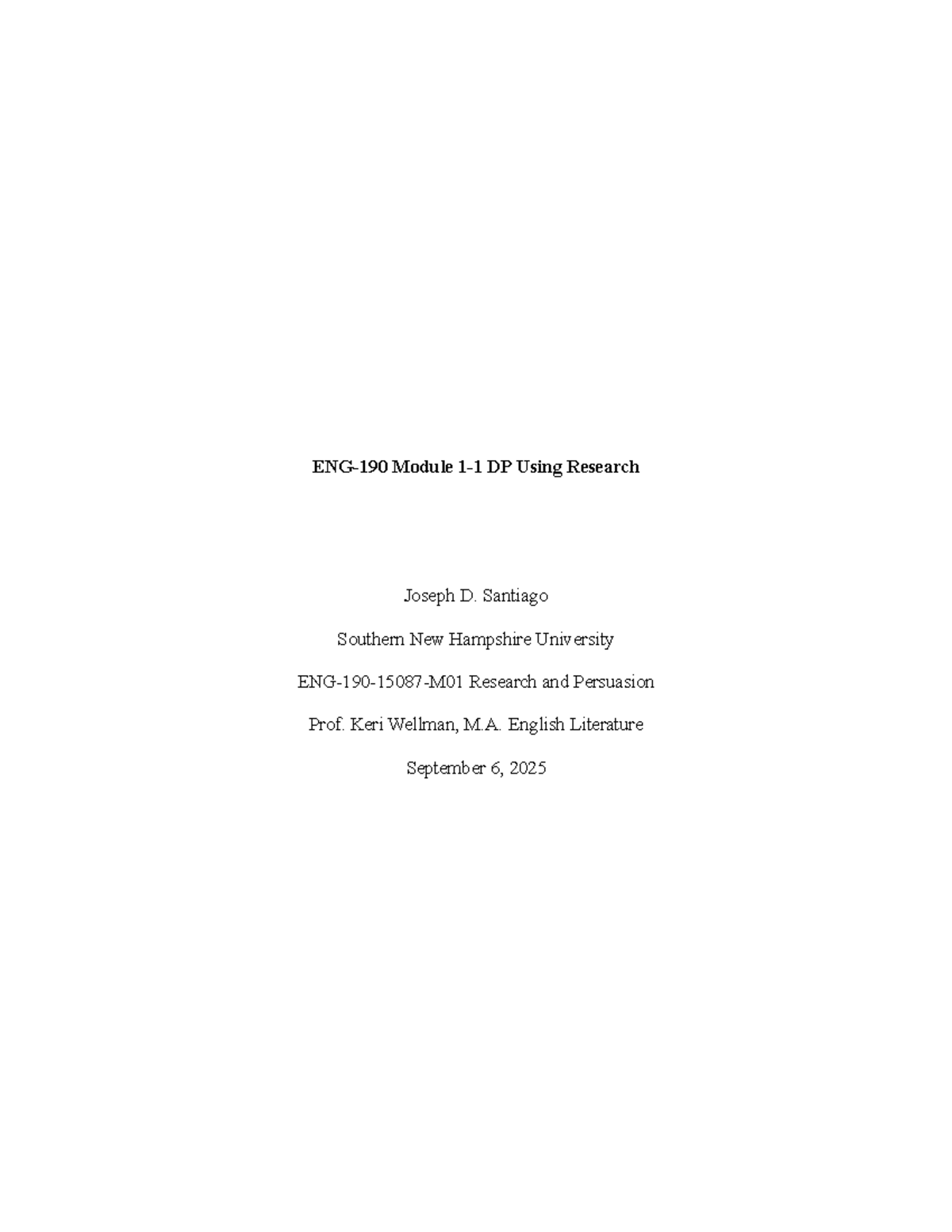 ENG-190 Module 1-1 DP: Personal Journey in Research and Recovery - Studocu