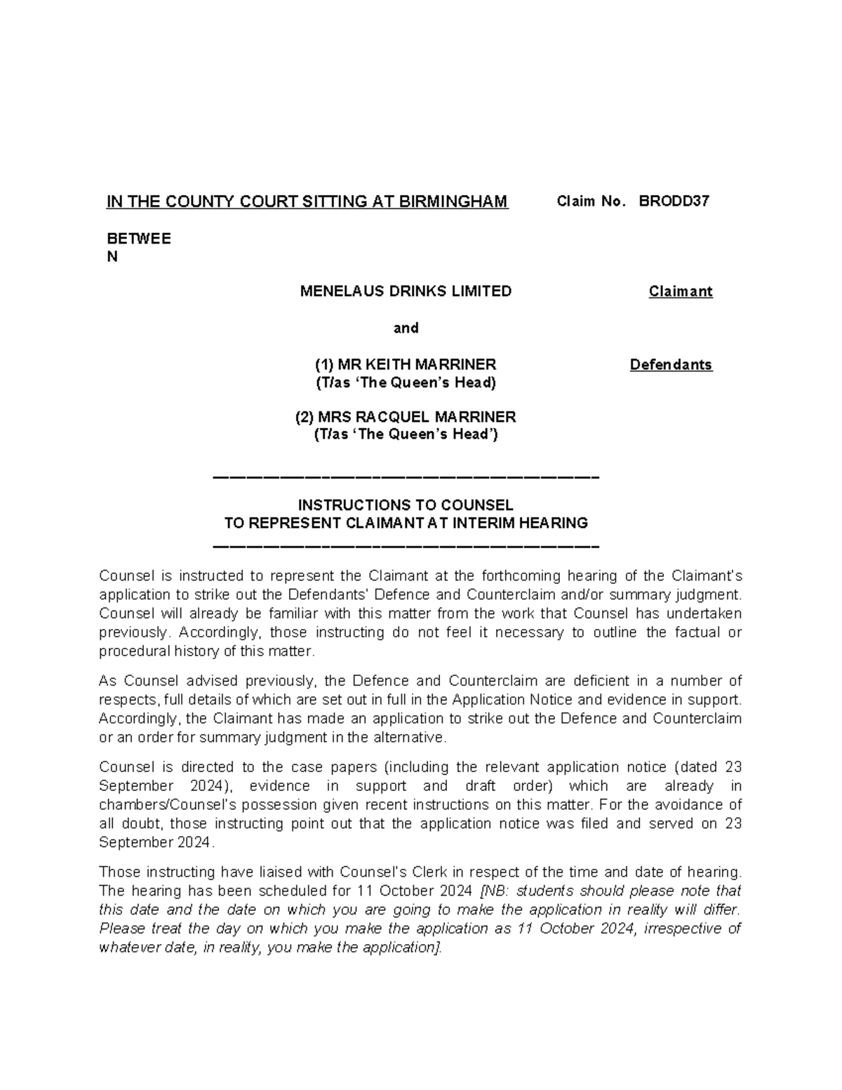 WS7 Menelaus Instructions to apply for SO and SJ - IN THE COUNTY COURT SITTING AT BIRMINGHAM ...