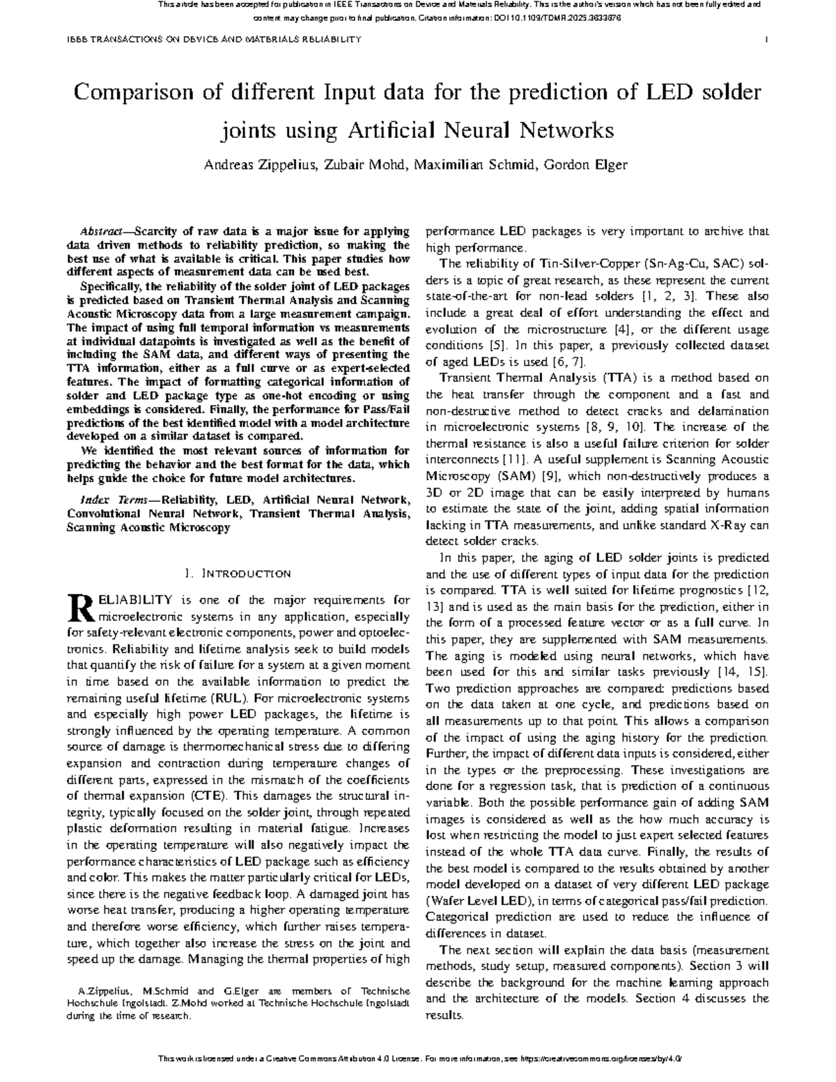 Comparison of Input Data for Predicting LED Solder Joints (TDMR) - Studocu