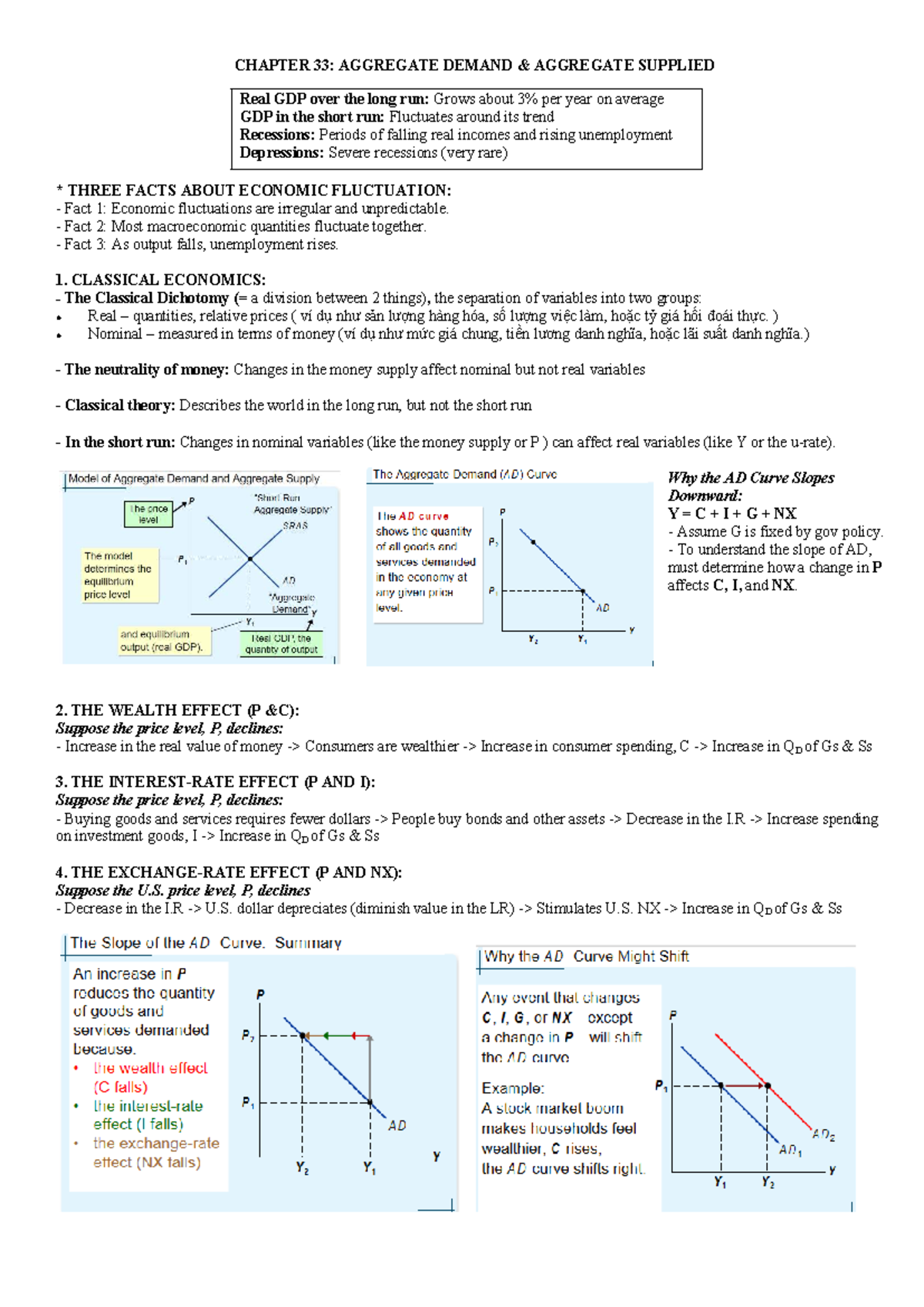 Chapter 33: Aggregate Demand & Supply in Economic Fluctuations - Studocu