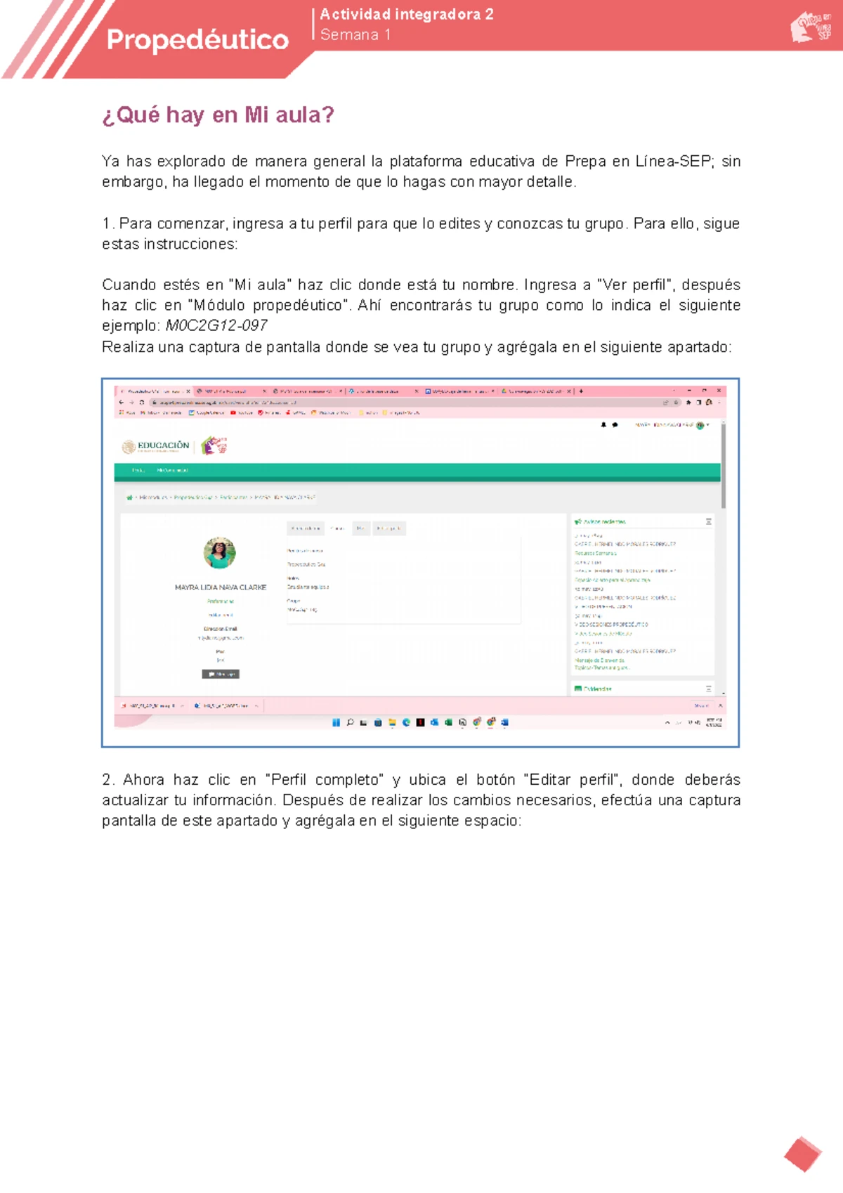 Propedeutico Prepaenlinea M00S1AI1 - LOS ESPACIOS DE PREPA EN LINEA-SEP 1.- ¿Cómo se llaman los ...
