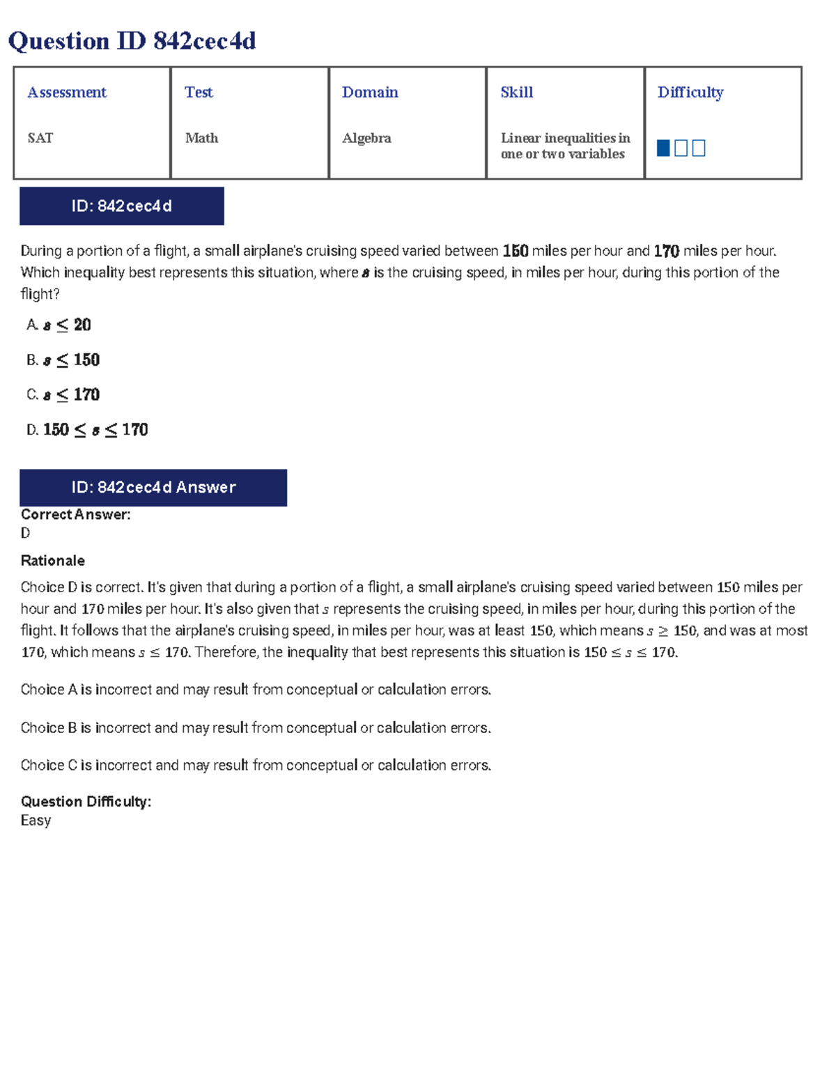 SAT Math Practice: Linear Inequalities in One or Two Variables - Studocu