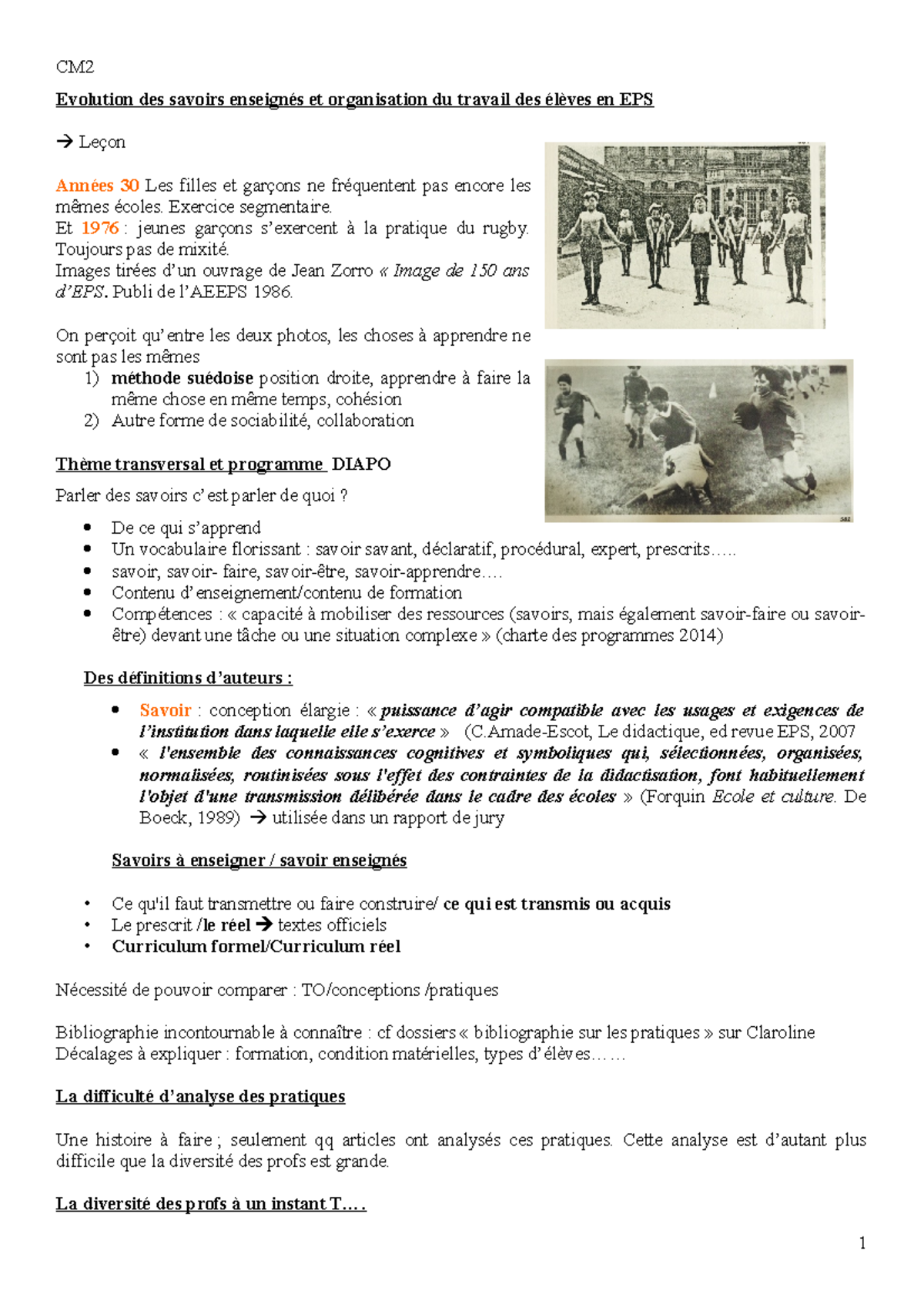 CM2 - Savoirs enseignés / Savoirs à enseigner de 1936 à nos jours - CM Evolution des savoirs ...