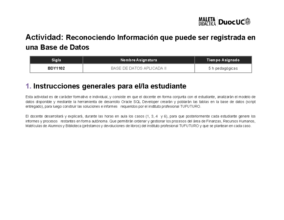 Actividad: Usando Funciones SQL para Visualizar Información en BDY1102 ...