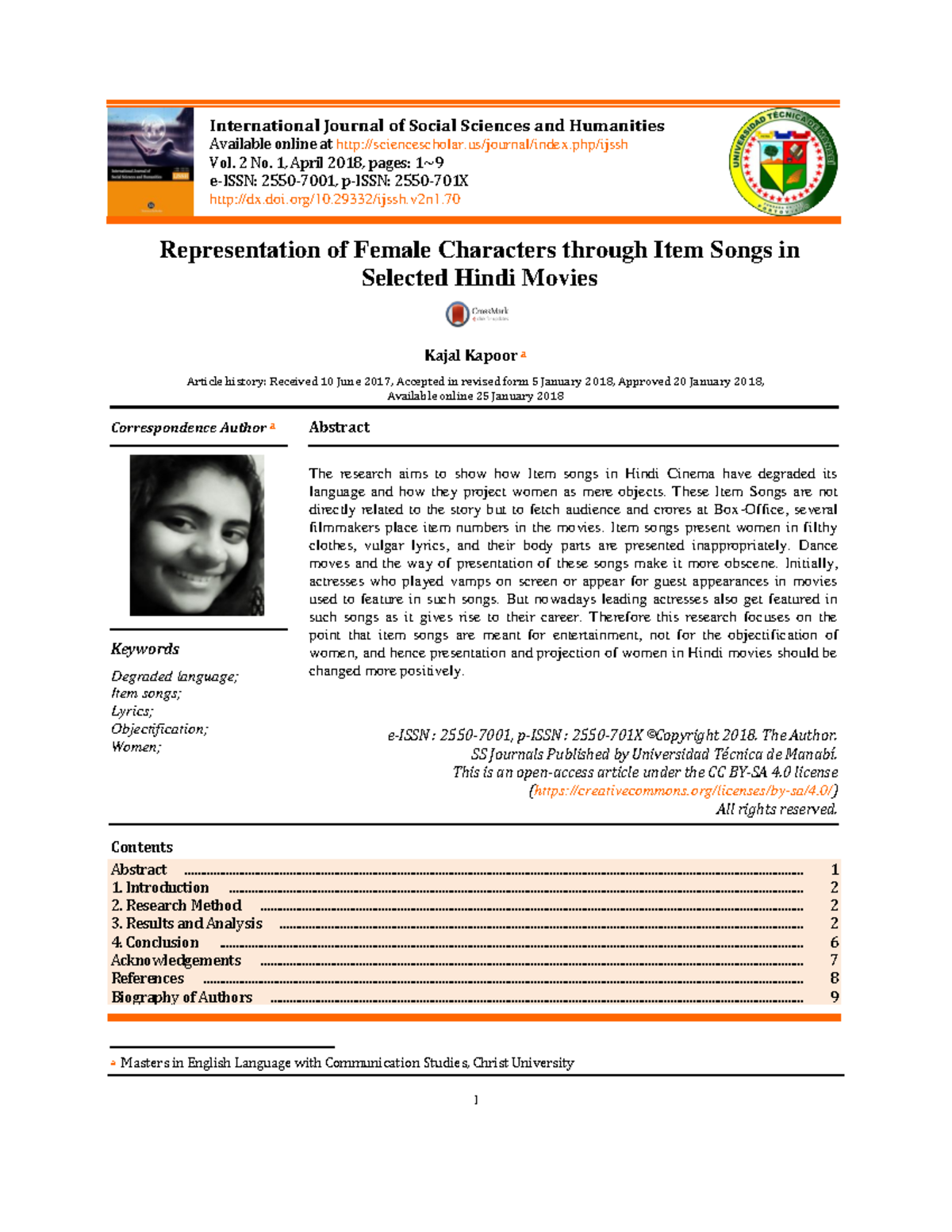 Objectification of women through item songs - International Journal of ...
