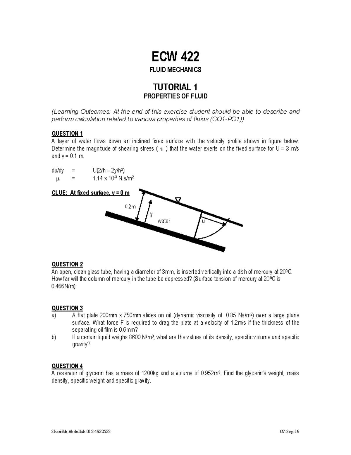Tutorial 1 ECW422 - practice - Sharifah Abdullah 012 4922523 07-Sep ...
