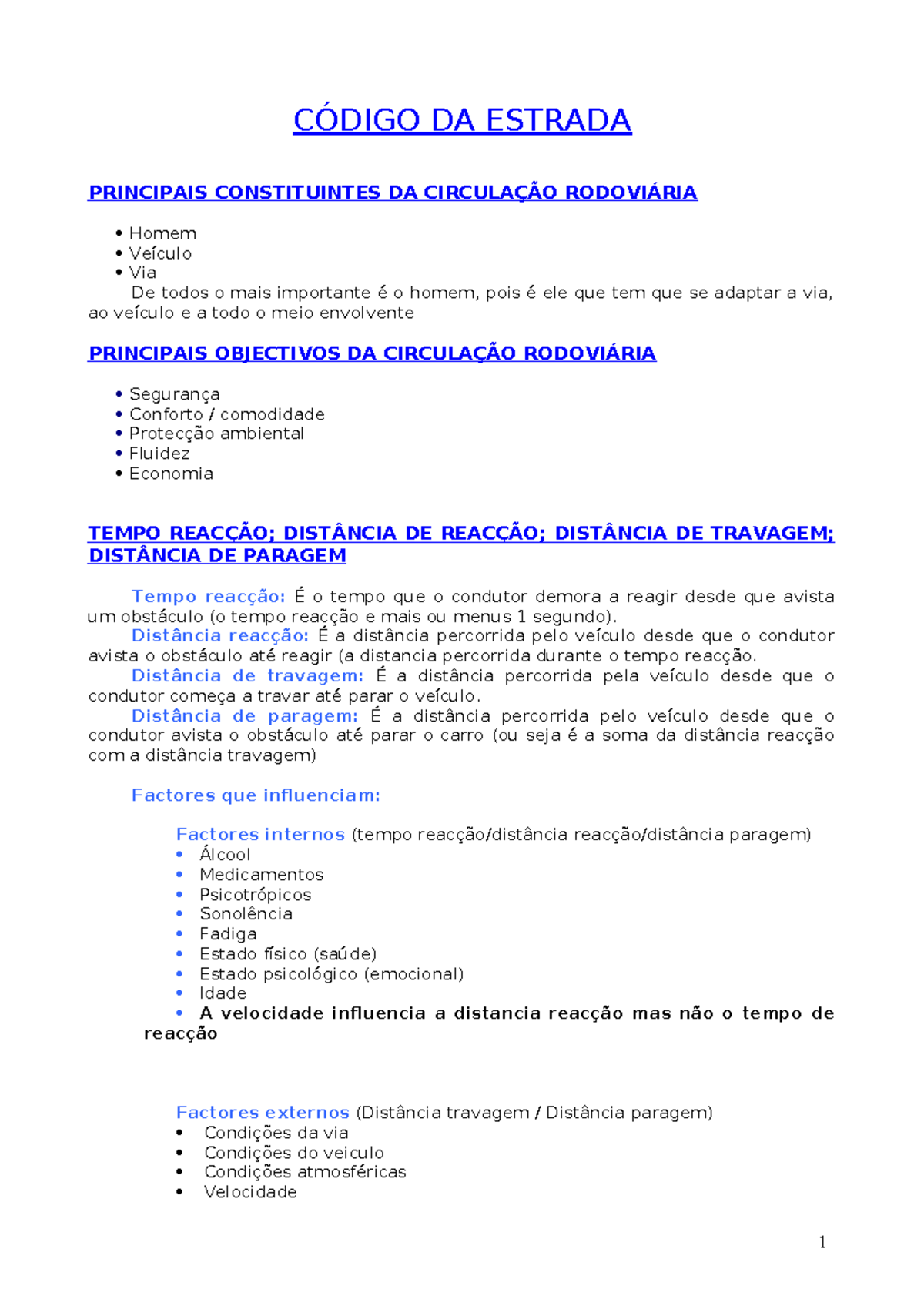 CÓDIGO DA ESTRADA: RESUMOS E PRINCIPAIS CONCEITOS DE TRÂNSITO - Studocu