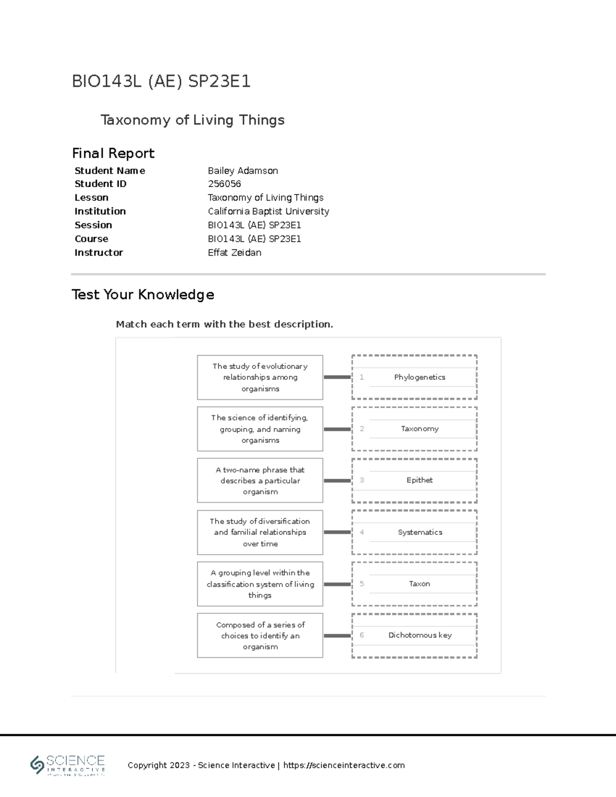 BIO143L (AE) SP23E Lesson on Taxonomy of Living Things - Studocu