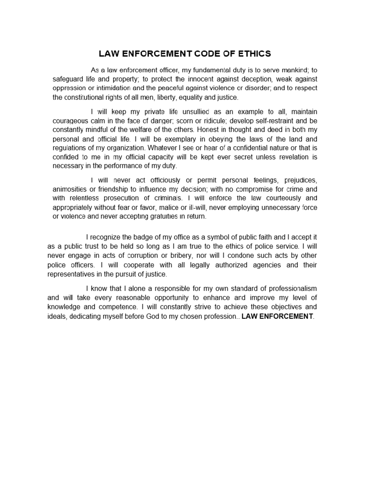 LAW 101: Principles and Ethical Conduct in Law Enforcement - Studocu