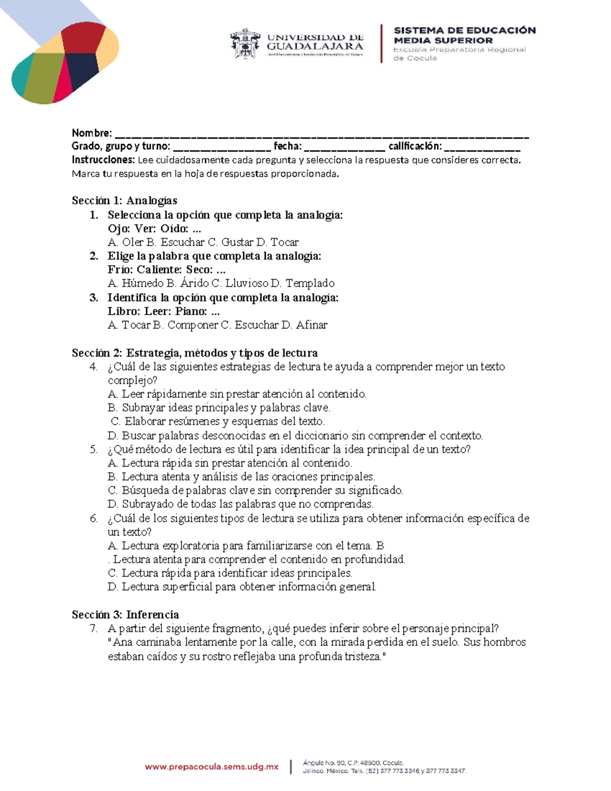 Examen Extraordinario DE Habilidad Verbal 2024: Preguntas y Respuestas - Studocu