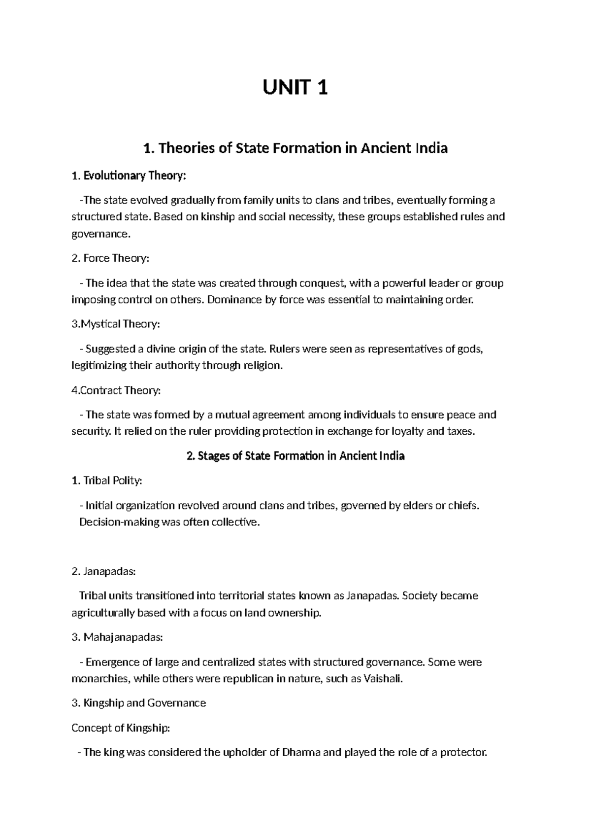 EITK 1: Theories and Stages of State Formation in Ancient India - Studocu