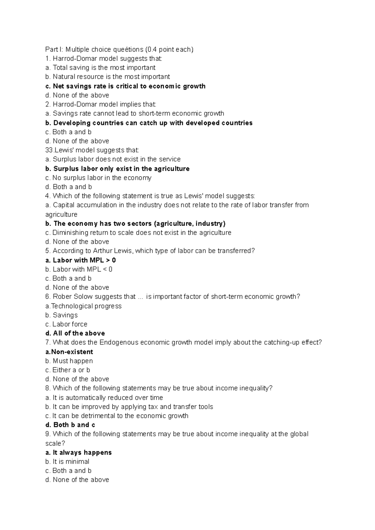 ECON 101: Multiple Choice Questions & Explanations on Economic Growth ...