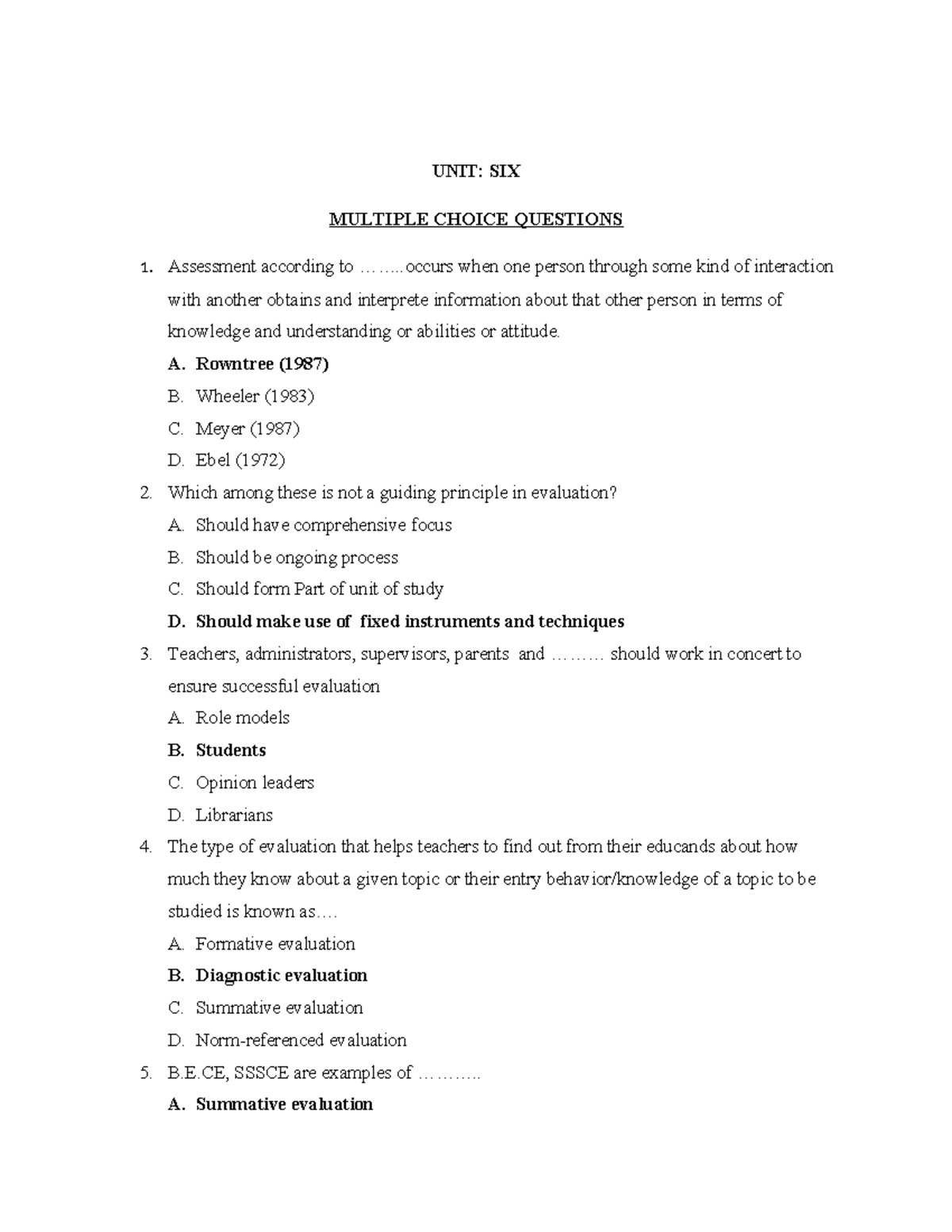 Method 6 042839 - Ing: MCQ Assessment Strategies and Principles - Studocu