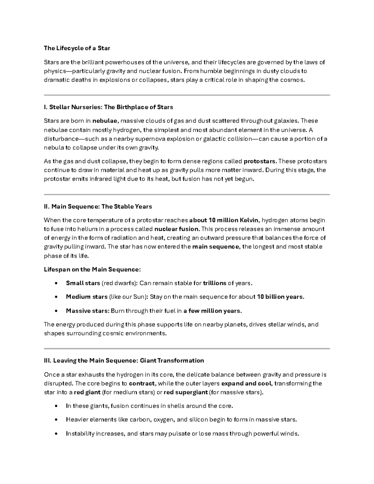 The Lifecycle of a Star - Lecture Notes (ASTR 101) - Studocu