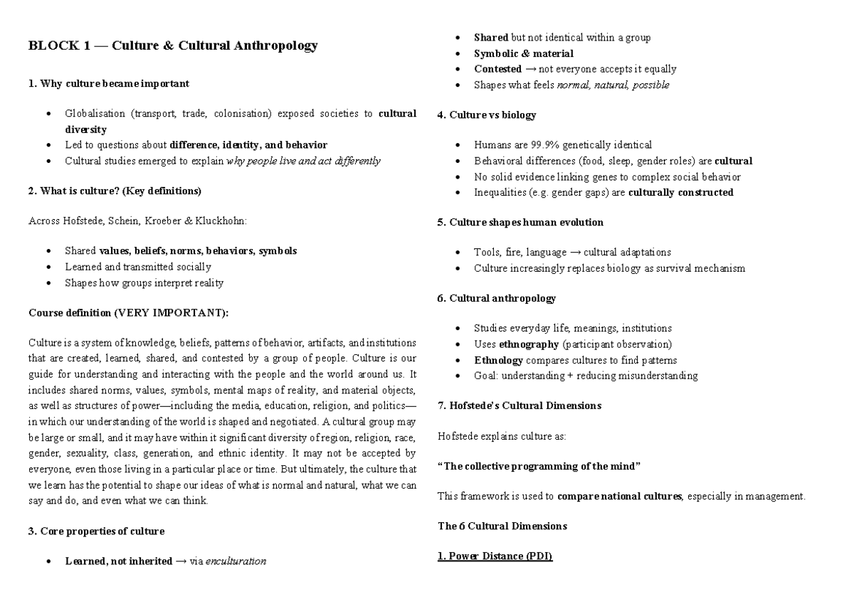 Cross-Cultural Management Notes: Understanding Culture and Leadership ...