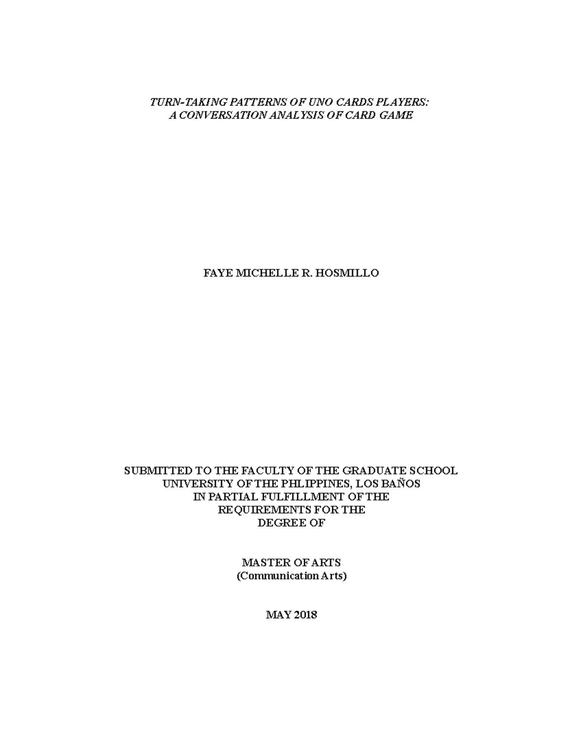 Turn-Taking Patterns in UNO Card Game: A Conversation Analysis - Studocu