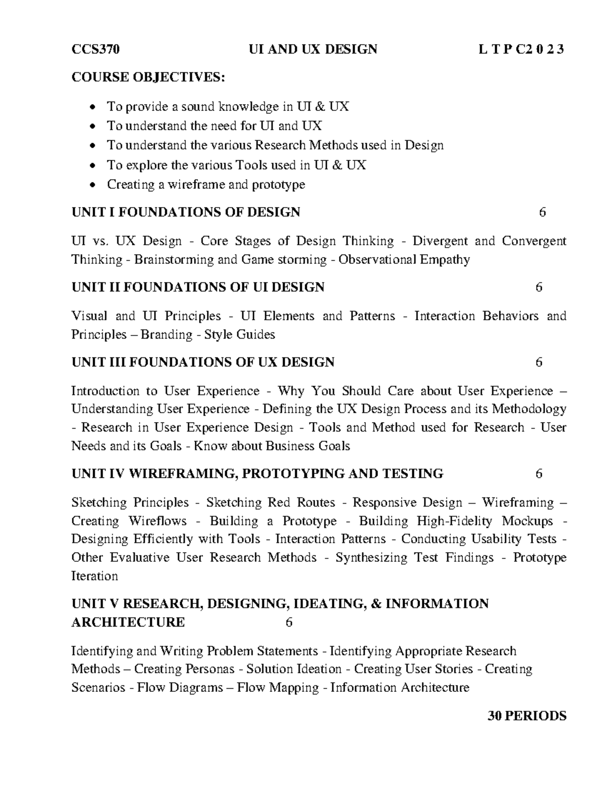 CCS370 UI & UX Design Syllabus: Course Objectives & Outcomes - Studocu