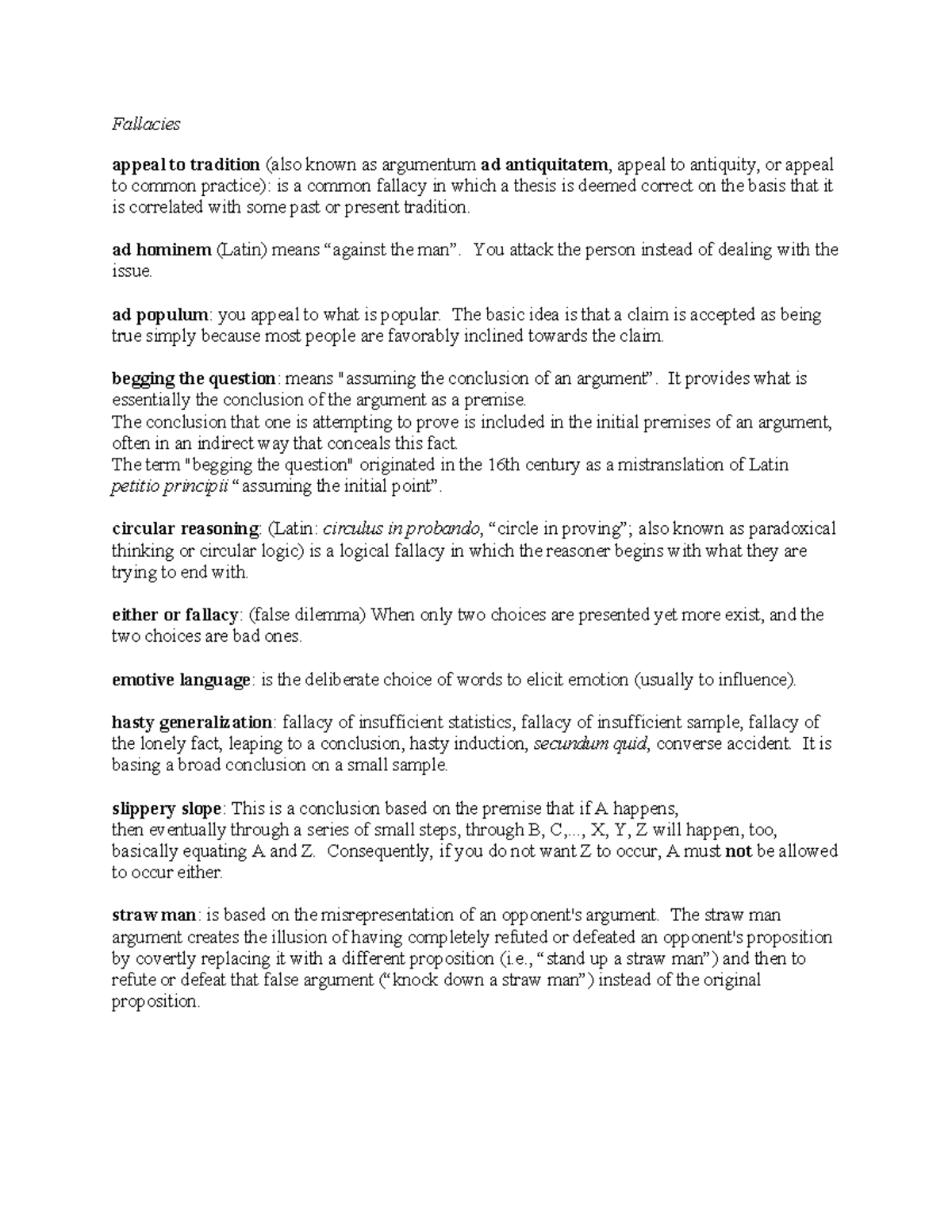 Understanding Common Logical Fallacies in Argumentation (ENG 101) - Studocu