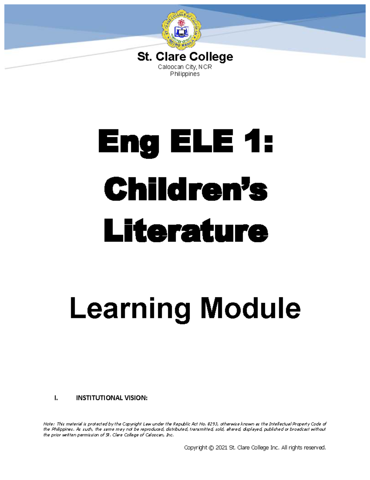 Eng ELE 1: Literature Learning Module - Developmentally Appropriate ...