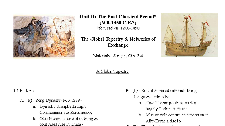 Unit II: The Post-Classical Period (600-1450 CE) Overview & Exchange ...