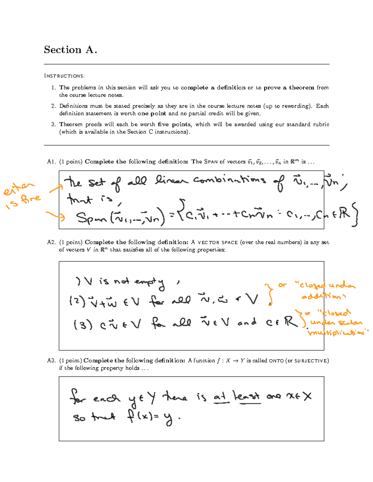 Solutions for MATH 26 Term Test: Definitions, Theorems, and Proofs ...