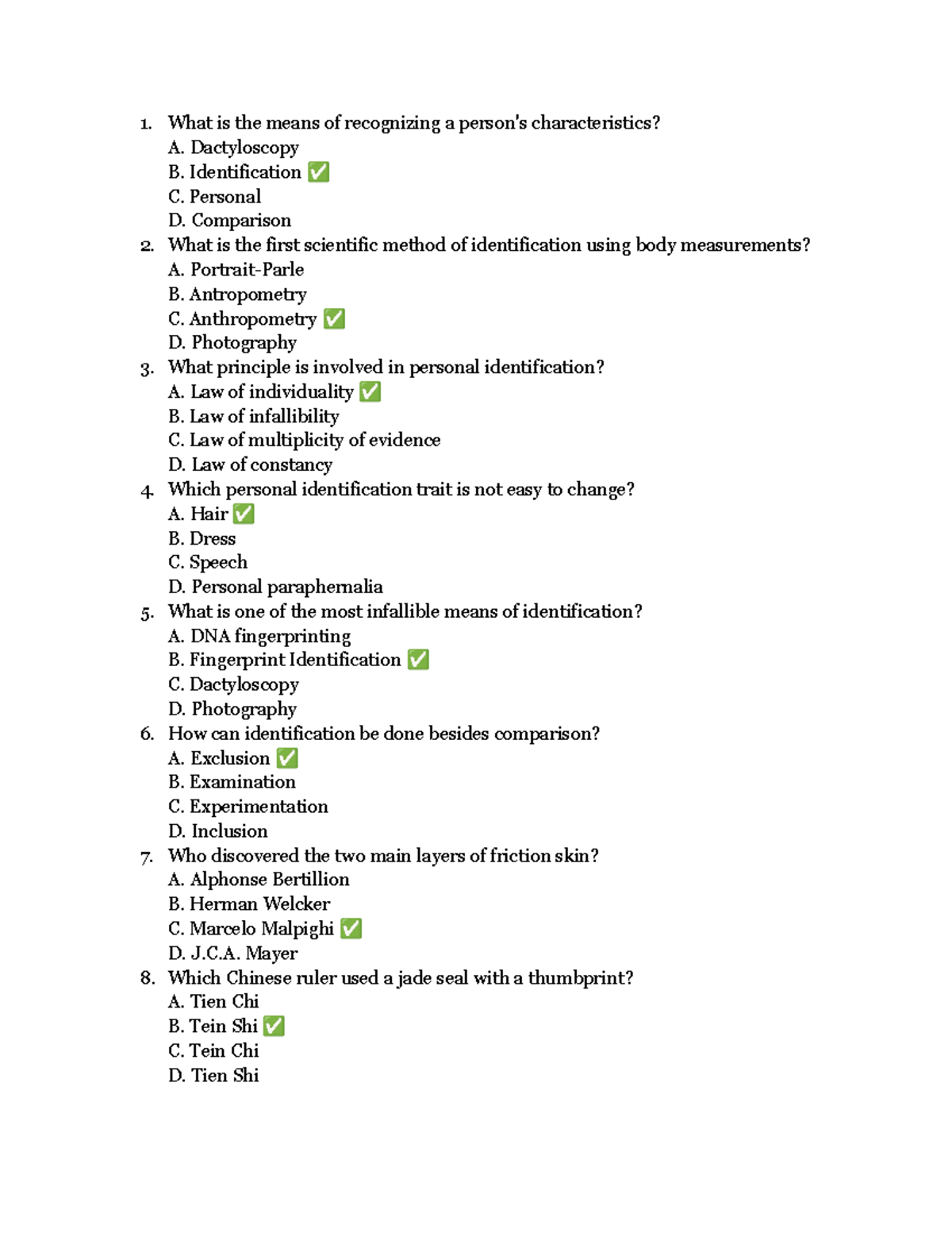 Forensic Logbook SET B - Criminology Identification Methods - Studocu