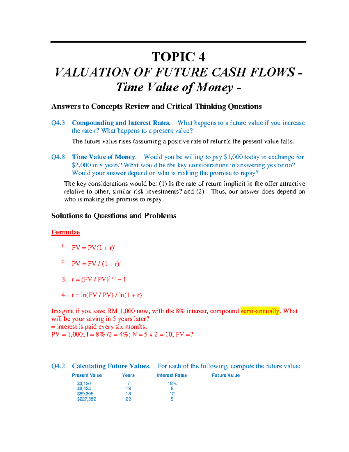 Topic 4 - Valuation of Future Cashflows (P1) - TOPIC 4 VALUATION OF ...