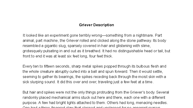 Griever Description: A Terrifying Hybrid of Flesh and Machine - Studocu