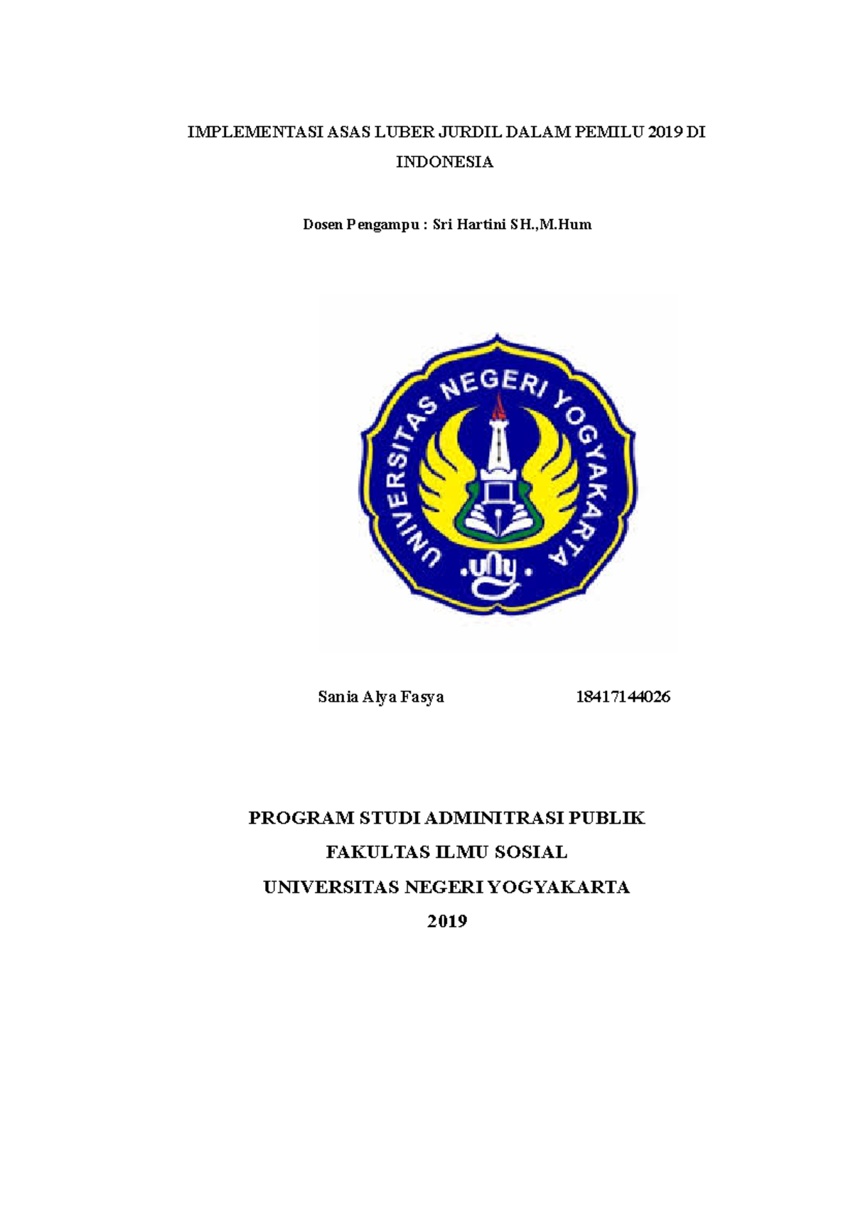 Implementasi ASAS Luber Jurdil Dalam Pemilu 2019 DI Indonesia ...