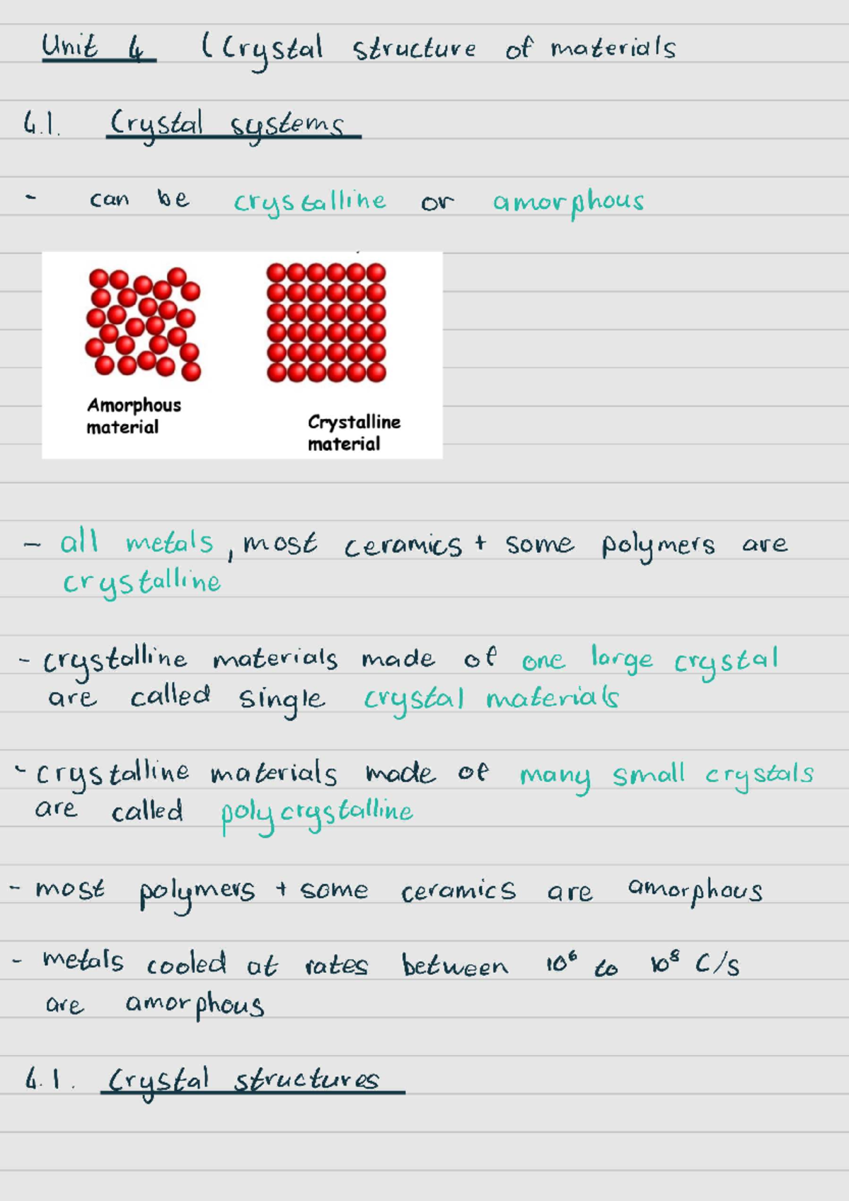 INGM 121 Unit 4: Crystal Structures and Material Properties - Studocu
