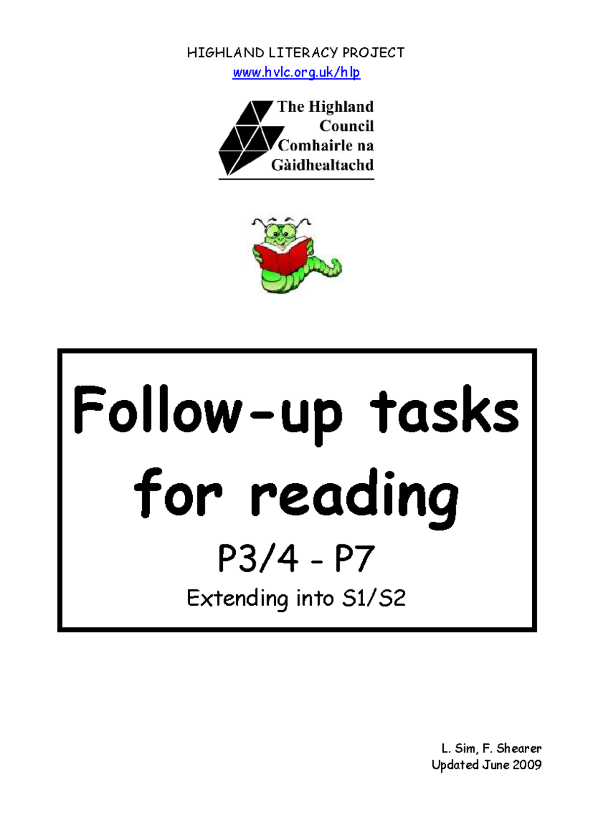 HLP Follow-Up Reading Tasks: Activities for P3/4 to S1/S - Studocu