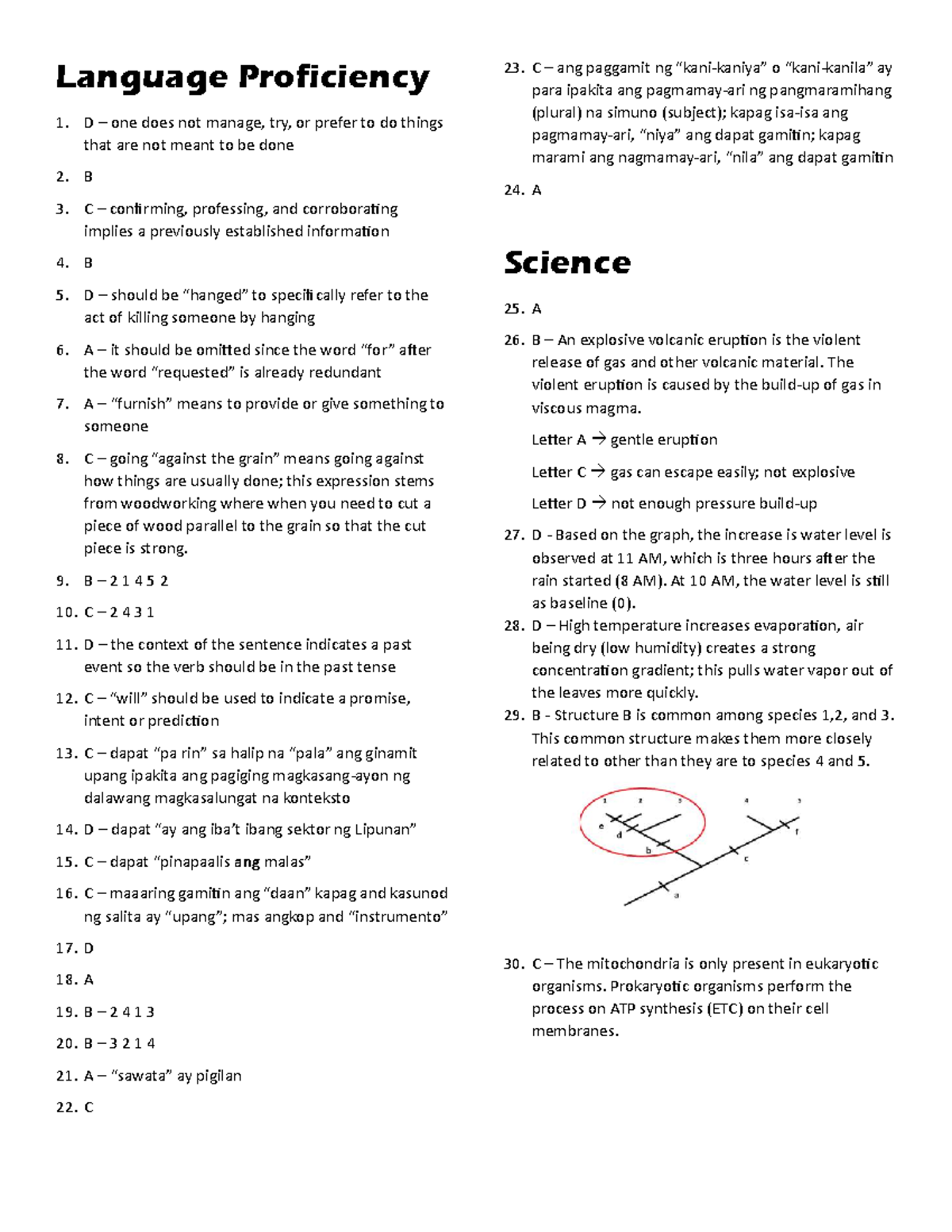 UPCAT Reviewer 2025: Language Proficiency and Science Concepts - Studocu