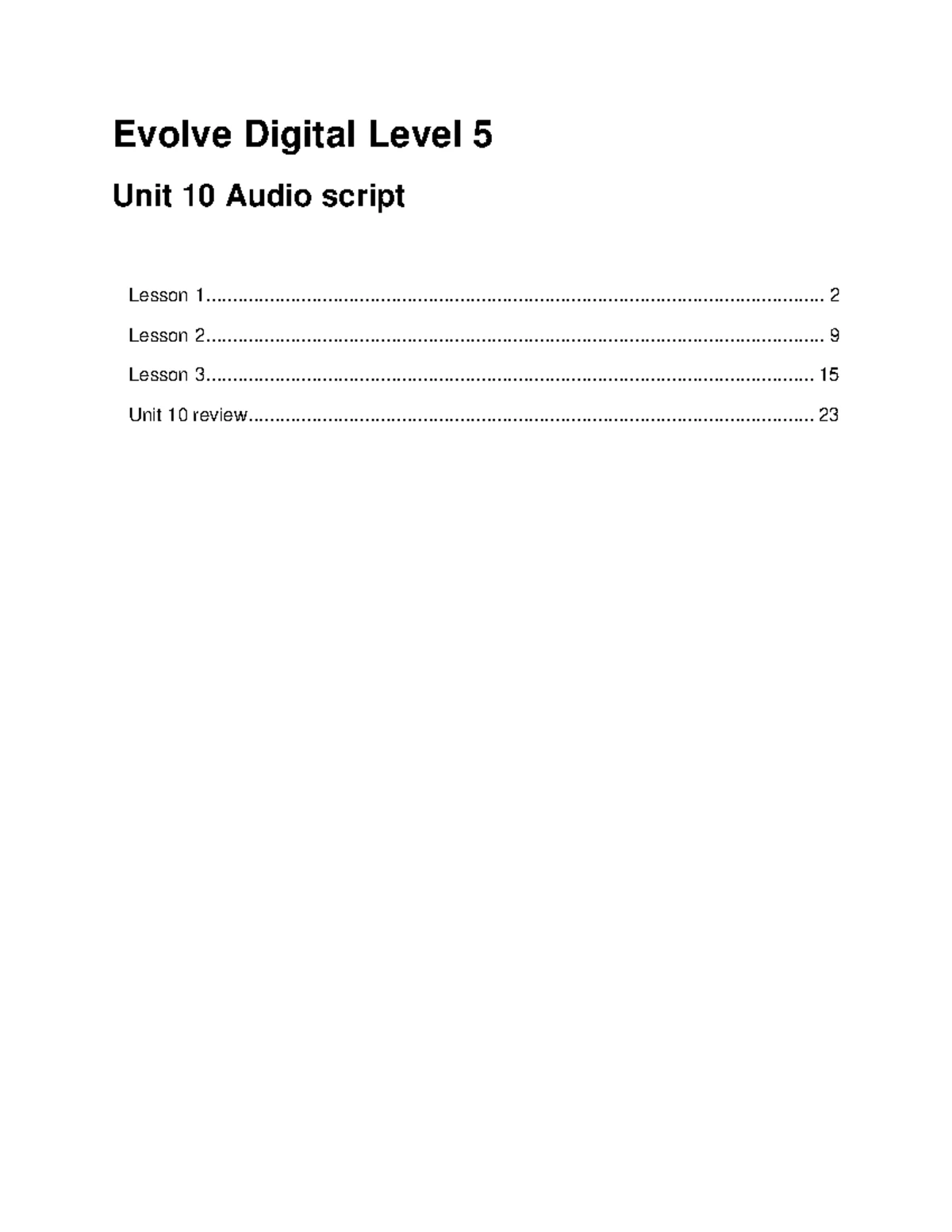 Evolve Digital Level 5 Unit 7 Audio Scripts: Lessons & Vocabulary ...